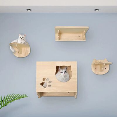 Parede de madeira Escalada Quadro para Gatos, Mobiliário Ha