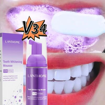 V34 mousse creme dental limpa efetivamente clareia os dentes