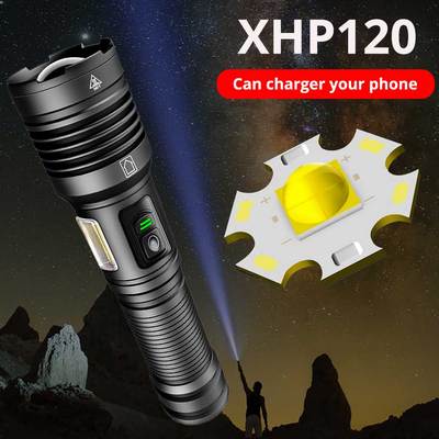 XHP120 + COB lanterna de alta potência, TYPE-C luz recarreg