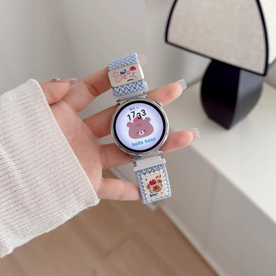 适用于oppox2mini花边苹果小熊编织可调节贴图磁吸扣表带舒适透气