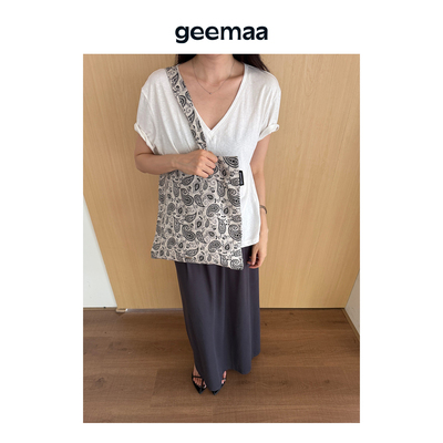geemaa复古腰果花方形双层环保袋