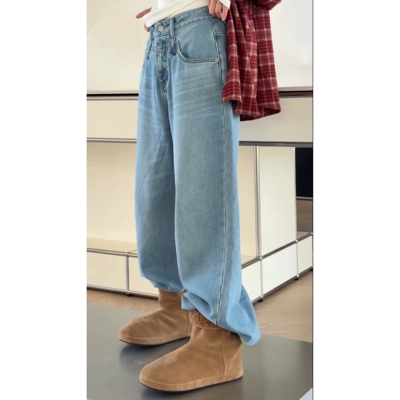 秒发25年新款诗歌兰09788时尚休闲韩系猫抓纹加绒靴裤牛仔裤女装