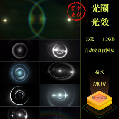 影视镜头光圈光环光晕扩散光线光效特效PR/AE剪辑后期视频素材