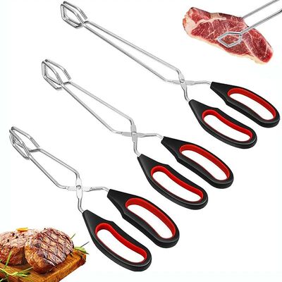 3sizes Barbecue Scissor Tong Non-Slip Grilled Food Bread Ton