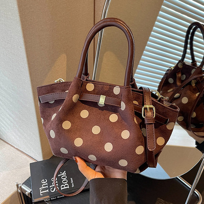 波点包包女款新款秋冬百搭复古手提包大容量通勤斜挎包托特包时尚