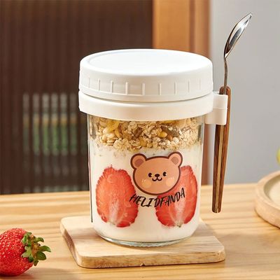 Overnight Oats Jars, Airtight Oatmeal Container with Lid & S
