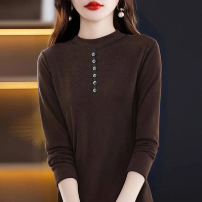 德绒加绒加厚半高领长袖打底T恤