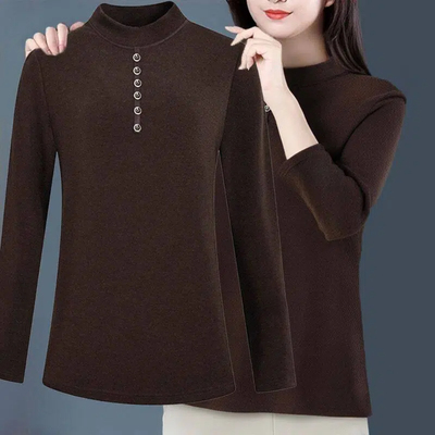 德绒加绒半高领长袖加厚T恤女
