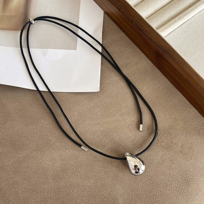 长款银色水滴项链女款2025新款