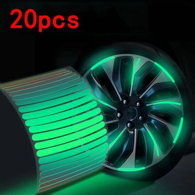 20/40Pcs Car Tire Rim Reflective Sticker Night Safety Warnin