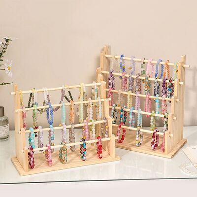 1pc Multi-Functional Wooden Bracelet Tiered Display Stand He
