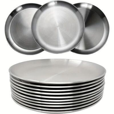 10 piece set of 304 stainless steel plates, durable, non-tox