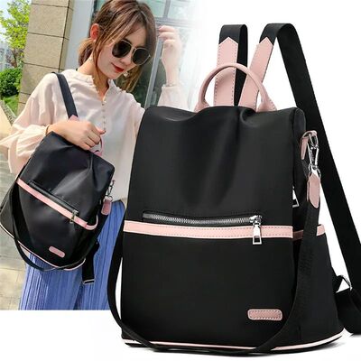 Casual Oxford Backpack Women Black Waterproof Nylon School B