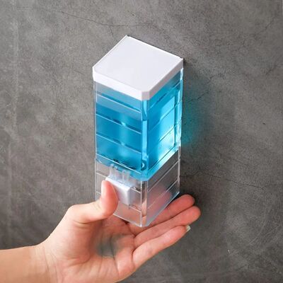 No Drill Wall Mounted Manual Press Soap Dispenser Transparen