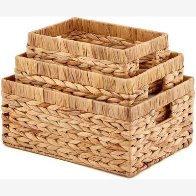 Natural Water Hyacinth Storage Organizer日式收纳筐草编织