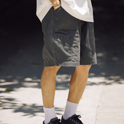 BananaClub“Mechanic Shorts” 洗水人字纹纯棉空军机械师军短裤
