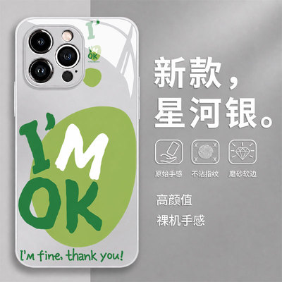 火凤绿色宣言银色适用苹果17promax手机壳iPhone16pro新款15Plus防摔15小清新14高级感13ins风12简约11玻璃壳