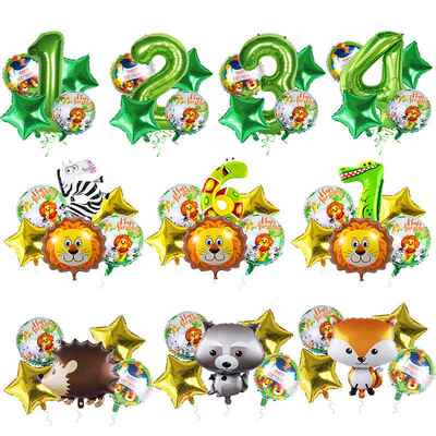 Decoration Animal Zoo Birthday Balloons 0 1 2 3Years old Set
