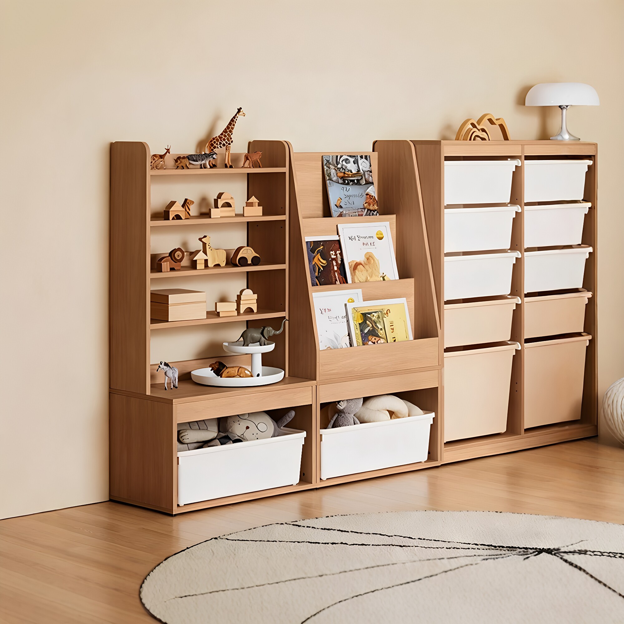 hanssem汉森儿童书柜榉木绘本北欧现代置物架蒙氏空间玩具收纳柜
