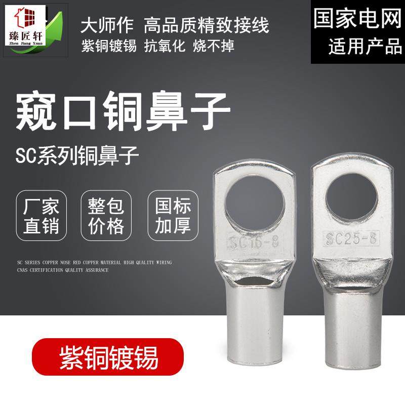 SC10/6/4窥口铜鼻子SC16/25SC35SC50-5/6/8/10冷压接线端子线耳_虎窝淘