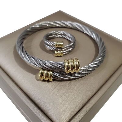 316L Stainless Steel Bracelet Ring Set Combination Stacked