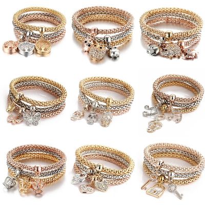 3Colors/Lot Tree Of Life Elastic Bracelet Set For Women