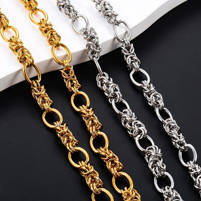 10mm Hiphop Tie a knot Link Chain Stainless Steel Necklace