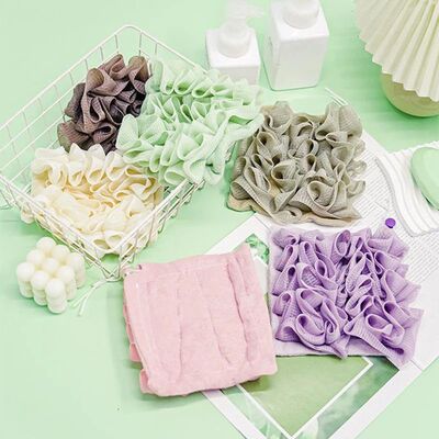 2-In-1 Bath Ball Towel Loofah With Drawstring Closure For So