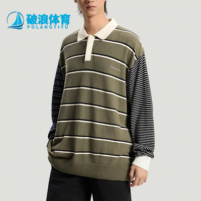 Adidas/阿迪达斯正品男士亲肤印花条纹经典长袖运动POLO衫KS1343