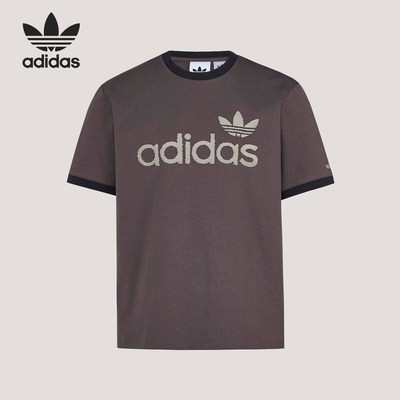 Adidas/阿迪达斯官方正品三叶草男士亲肤印花休闲圆领T恤KY8453