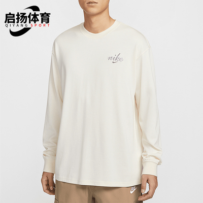 Nike/耐克正品Sportswear男士刺绣圆领长袖T恤HQ8166-901