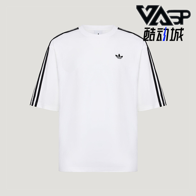 Adidas/阿迪达斯正品三叶草男士日常经典宽松条纹你针织T恤KG6332