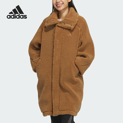 Adidas/阿迪达斯官方正品新款女士复古保暖仿羊羔绒外套JX6835