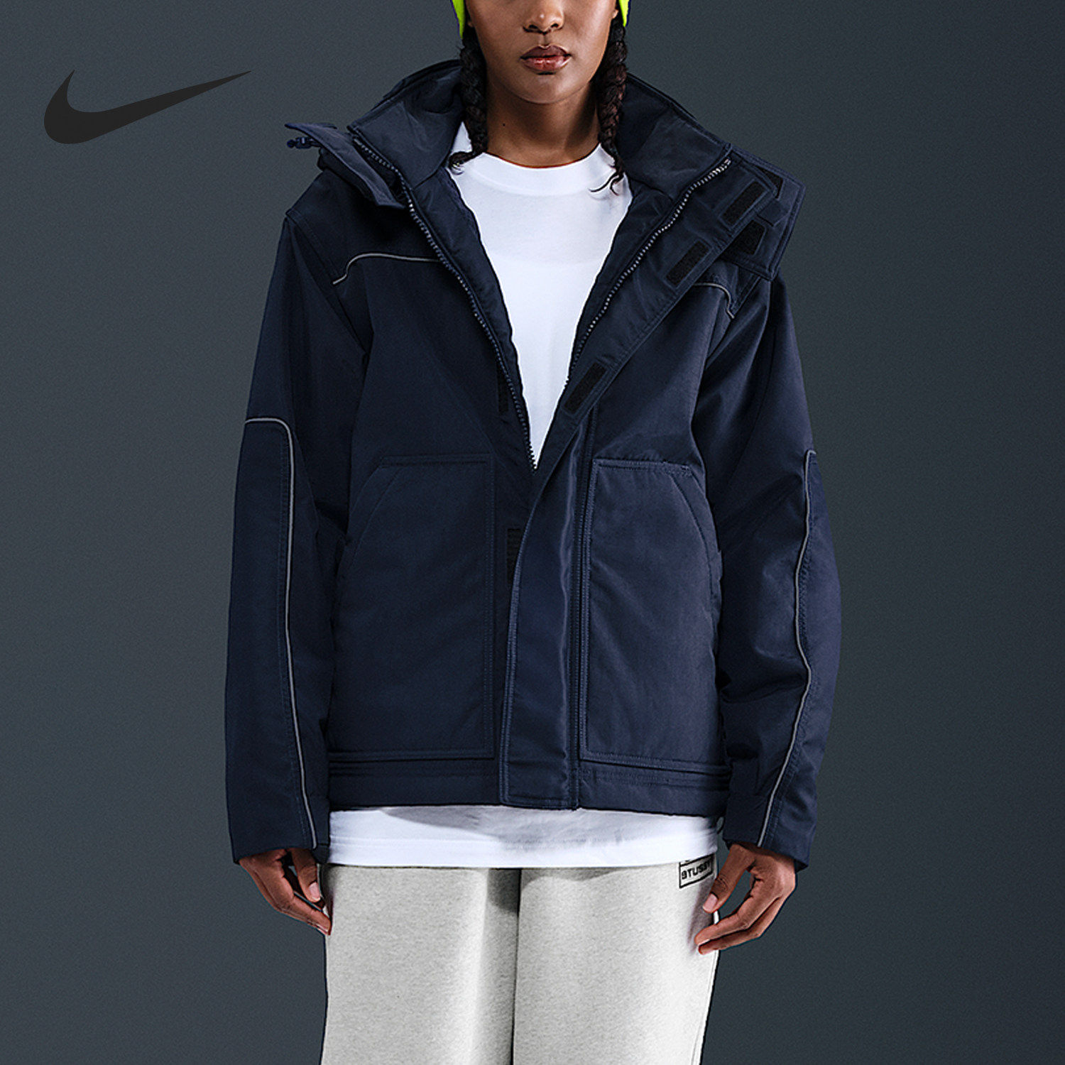 Nike耐克正品Stüssy联名男女防泼水长袖拉链口袋夹克HQ8518-451
