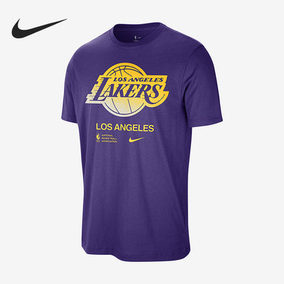 Nike耐克正品男款洛杉矶湖人队字母印花圆领短袖T恤HF0878-504