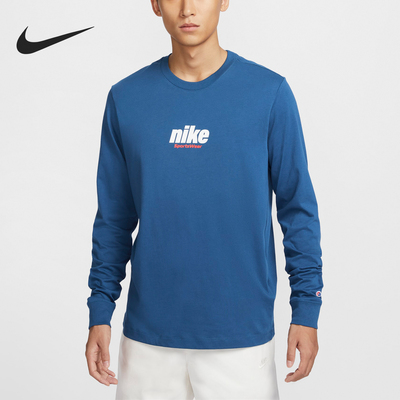 Nike/耐克正品休闲男士圆领印花针织休闲长袖T恤HQ1569-421