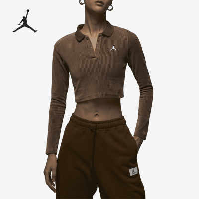 Nike/耐克正品Air Jordan女子灯芯绒翻领长袖T恤DV1401-274