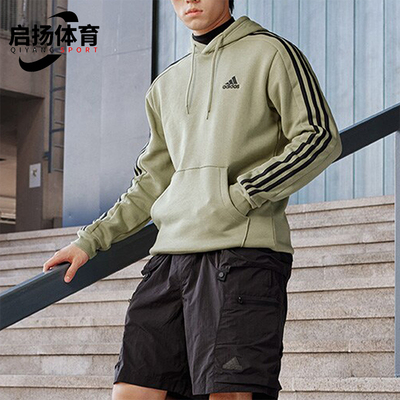 阿迪达斯男士加绒加厚连帽套头衫