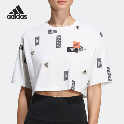 Adidas/阿迪达斯正品夏季新款女子运动休闲印花短袖T恤HM5284