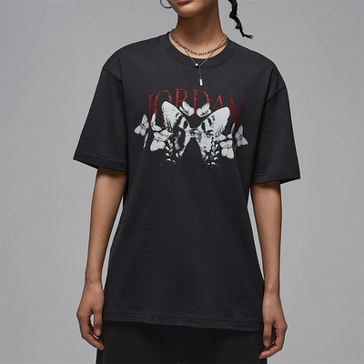 Nike/耐克正品JORDAN女士印花宽松透气经典圆领短袖T恤IB7032-045