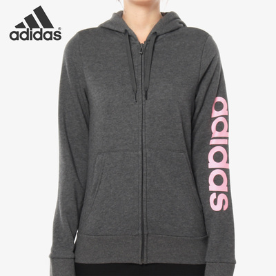 Adidas/阿迪达斯正品女子舒适连帽拉链运动休闲外套 DU0649