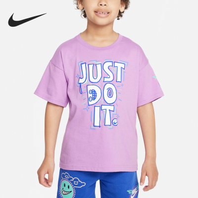 Nike/耐克正品新款小童字母印花透气运动休闲短袖FV3261-532