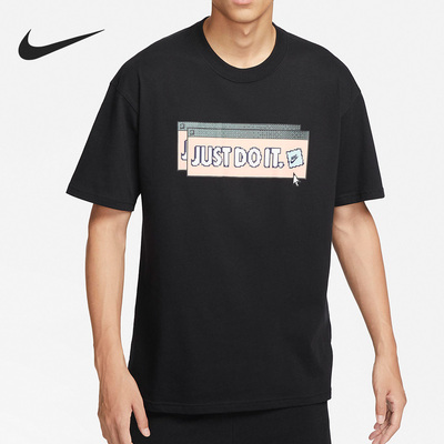 Nike/耐克正品卡通JUST DOIT字母圆领男子运动短袖FD1301-010