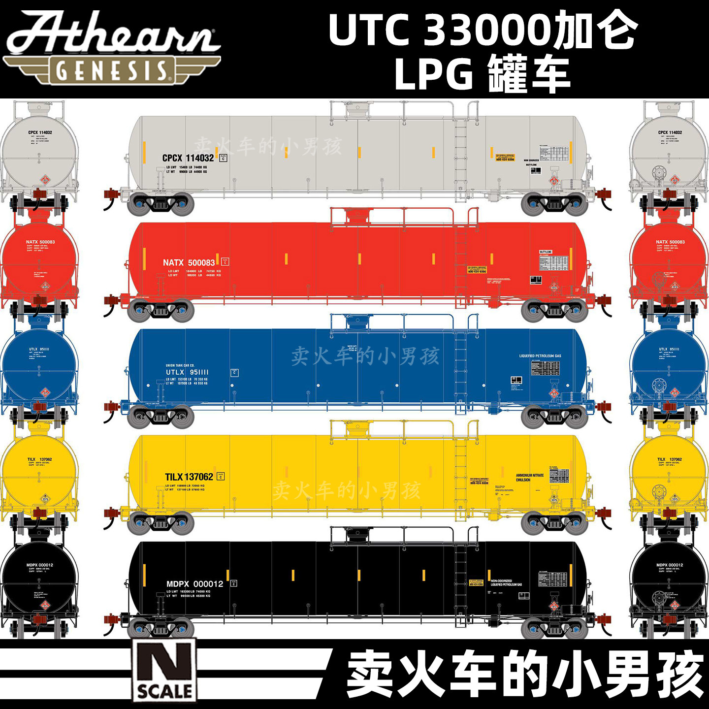 Athearn N比例 UTC LPG罐车 33K 火车模型 美国 27年 定金
