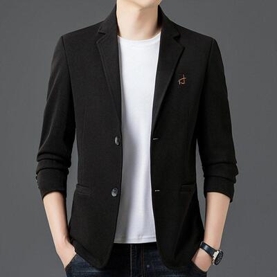 新款简士休闲西服春韩修身小西装中青年商务约便66520-PP版西外秋