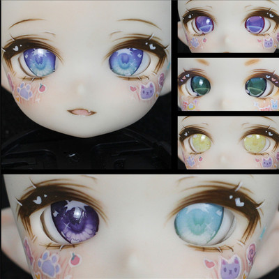 BJD娃娃眼珠软妹猫咪16mm水贴眼