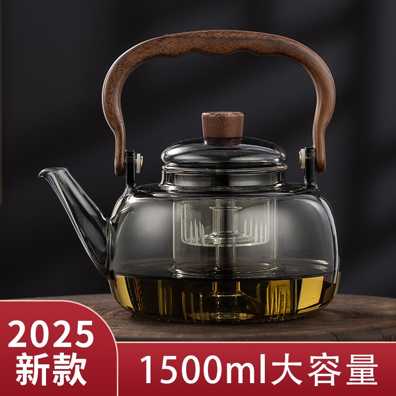 玻璃蒸煮茶壶大容量烧水壶茶水分离提梁围炉煮茶器电陶炉专用茶具