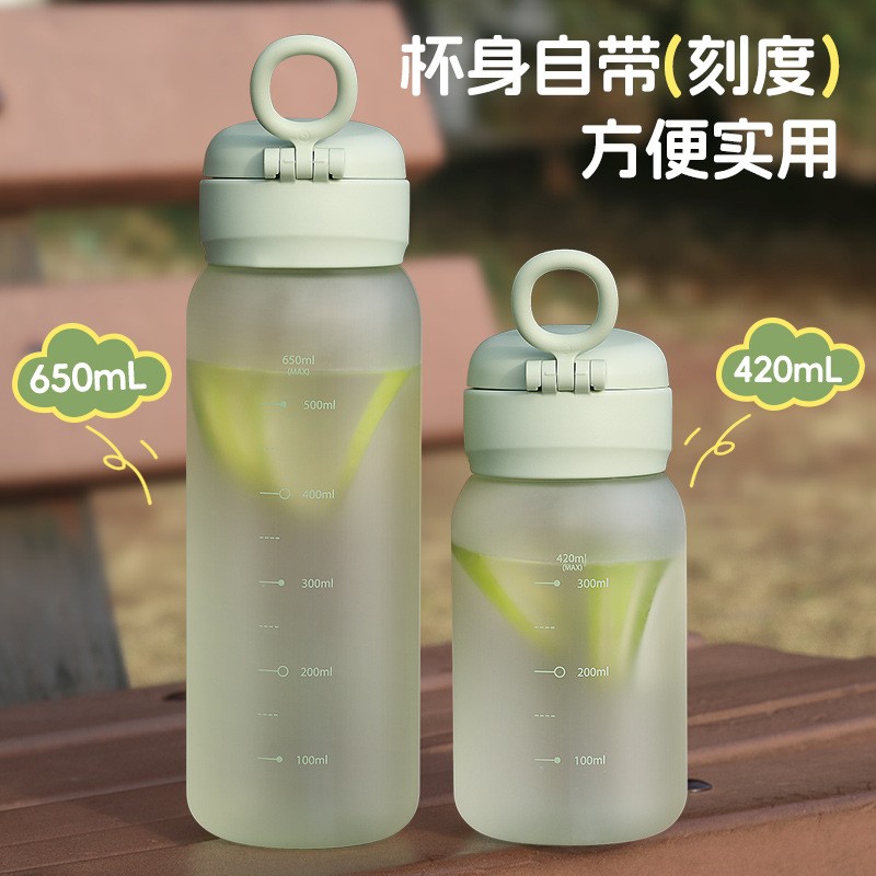 吸管水杯女高颜值便携儿童学生上学夏耐高温孕妇产妇刻度杯子