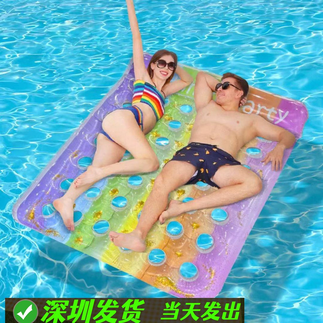 水上充气躺椅沙发浮排充气床网床游泳圈加厚漂流浮床戏水装备坐骑