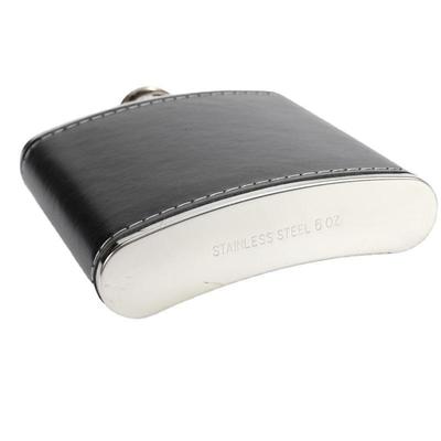 Mini 6oz Pu Leather Wrapped Metal Whisky Flagon Gloss Stainl